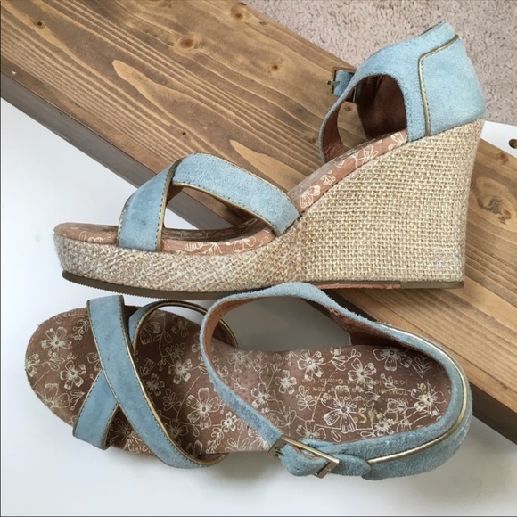 Toms | Shoes | Toms Light Blue Suede Heels | Poshmark